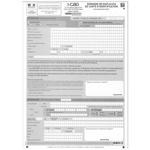Demande de régularisation détenteur (50 ex)